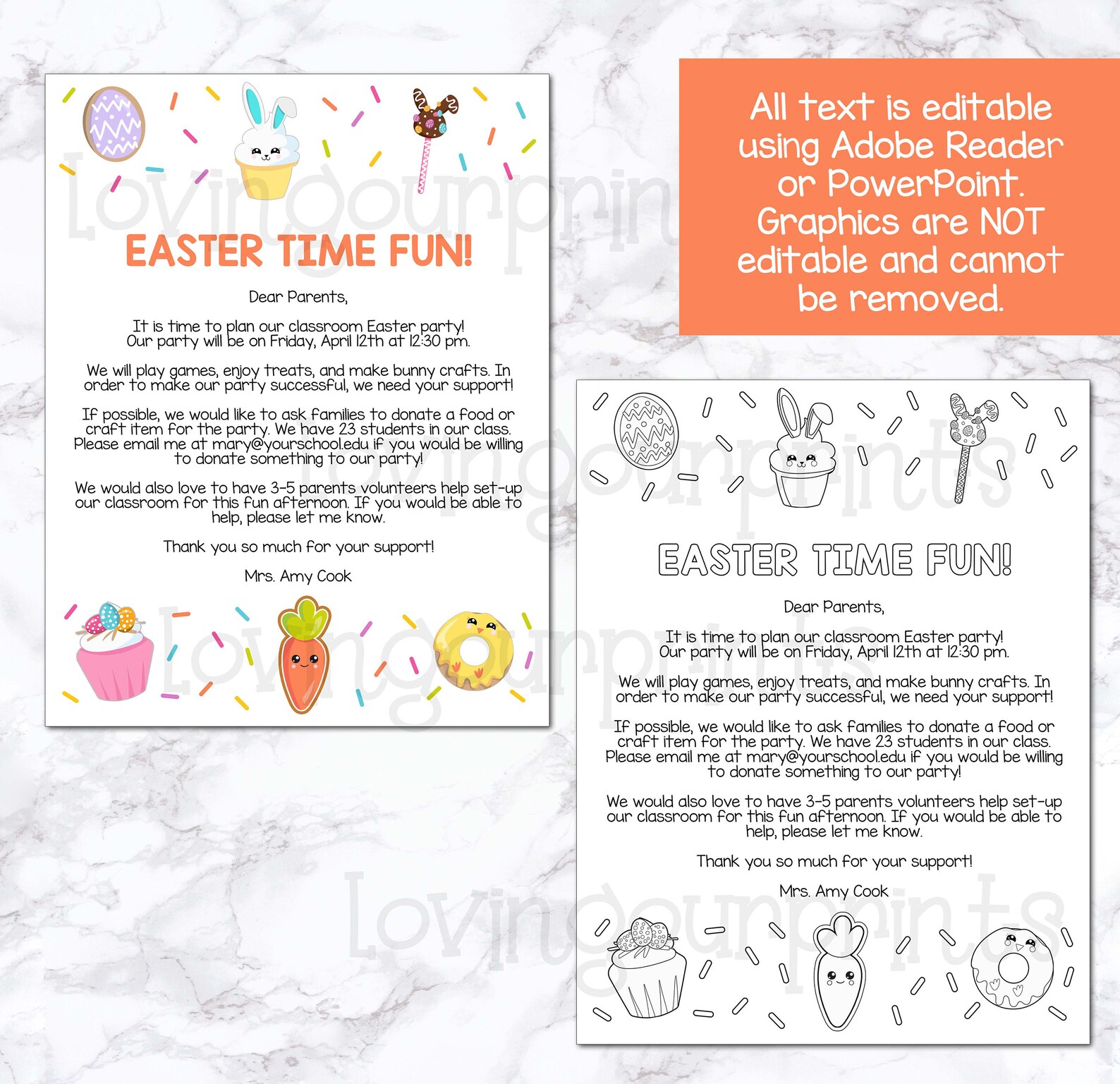 Class Easter Party, Easter Class Party, Editable Letter to Parents ...
