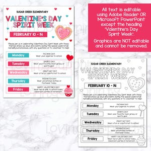 Valentine Spirit Week Flyer, Valentine Spirit Week Preschool, Valentine ...