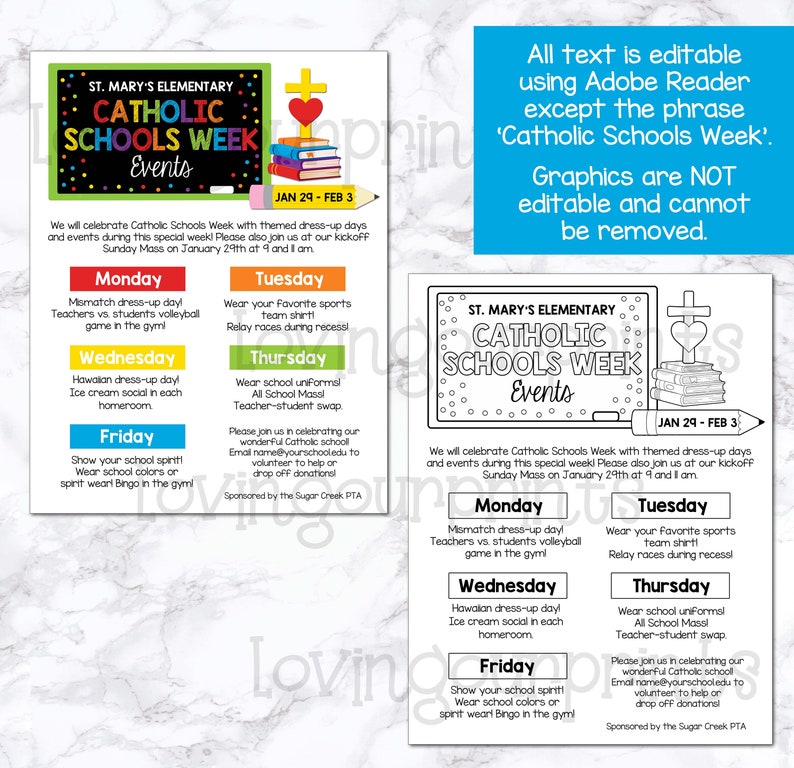 Catholic Schools Week Flyer Catholic Schools Week Editable - Etsy