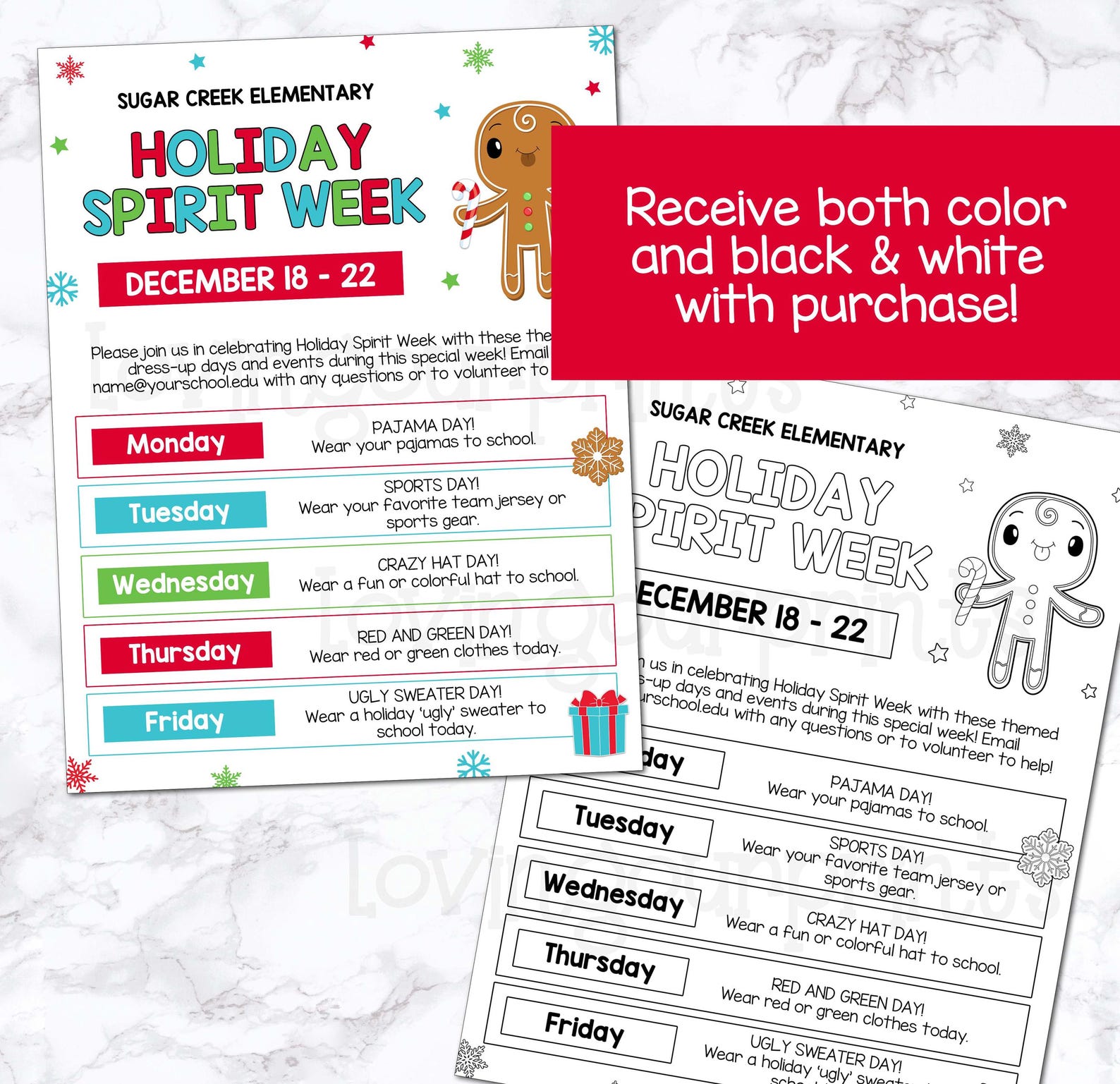 Holiday Spirit Week Flyer, Holiday Spirit Week, Editable Holiday Spirit ...