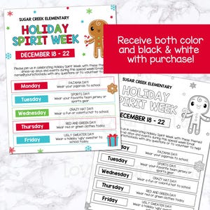 Holiday Spirit Week Flyer, Holiday Spirit Week, Editable Holiday Spirit ...