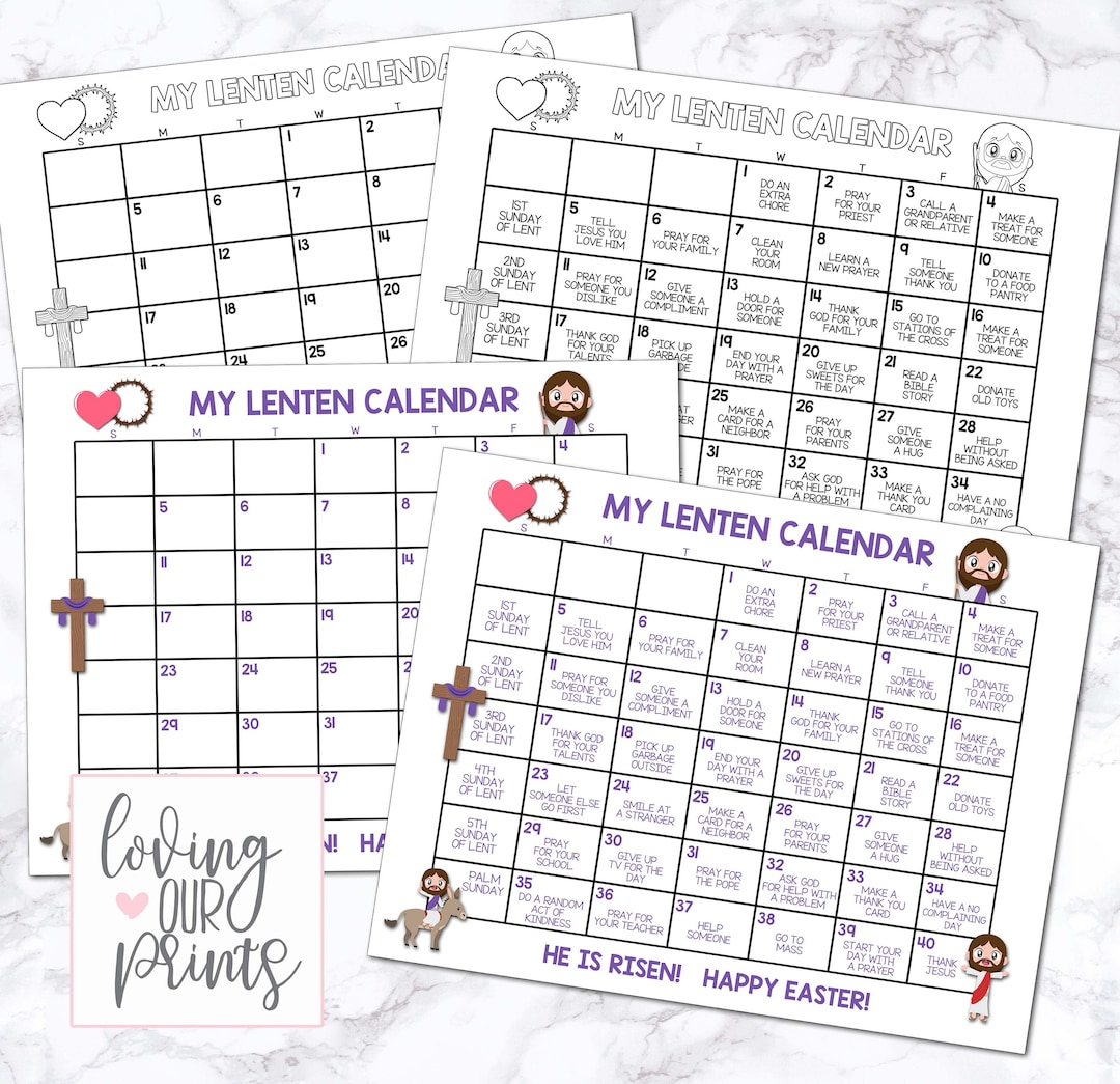 Ash Wednesday Activities, Editable Lent Calendar, Lenten Activities ...