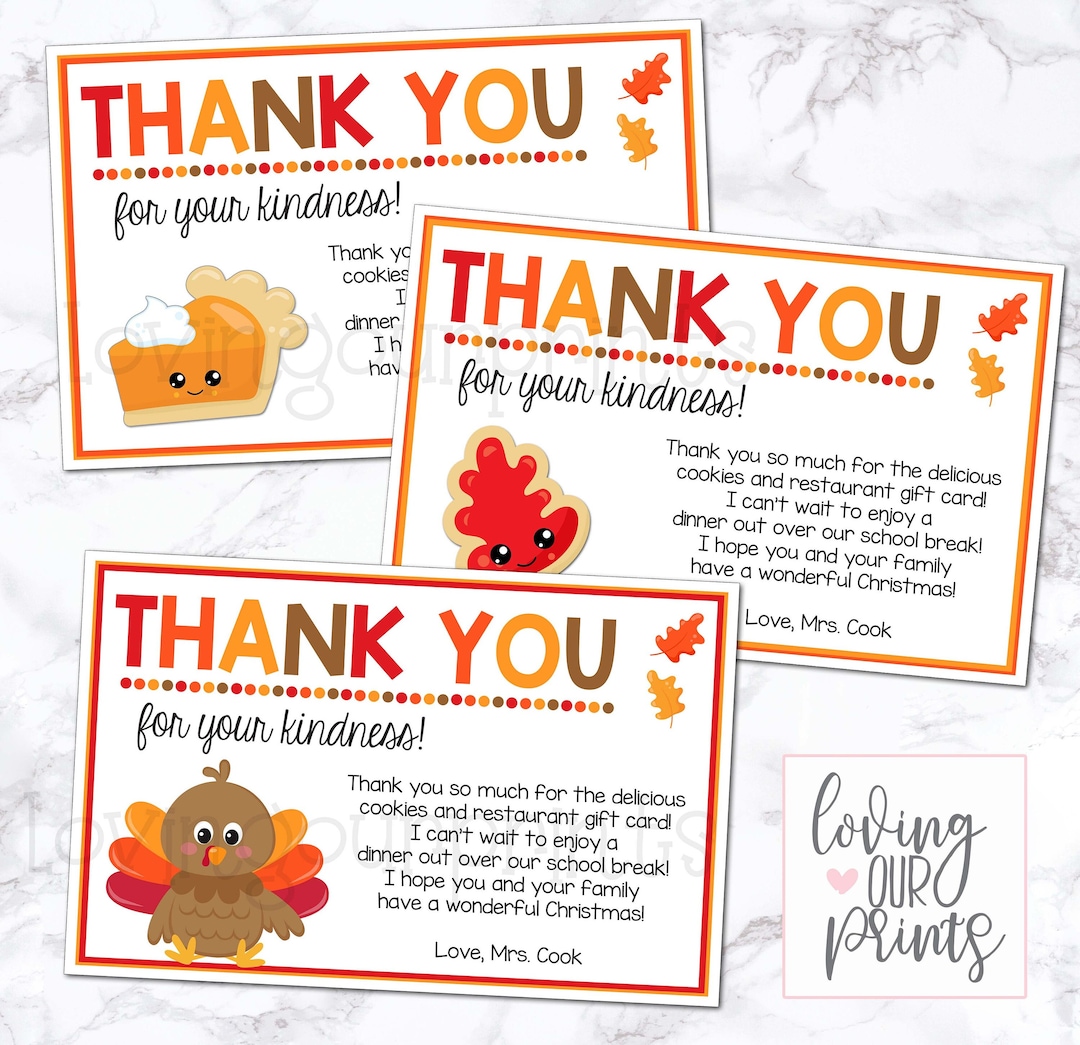 Editable Thanksgiving Thank You Cards, Thanksgiving Thank You, Editable ...