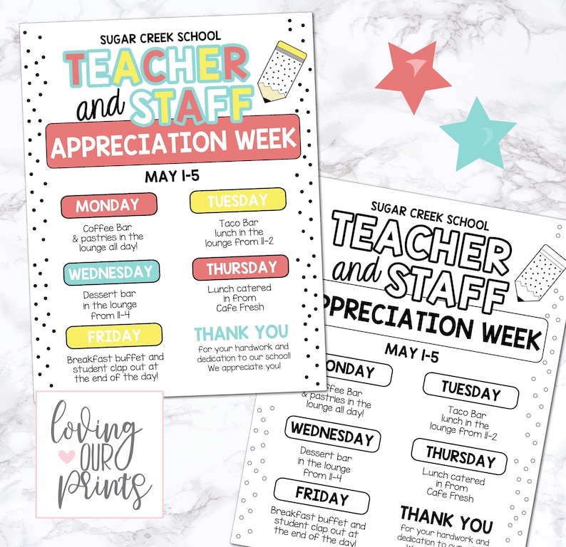 Teacher Appreciation Editable Teacher Appreciation Flyer - Etsy