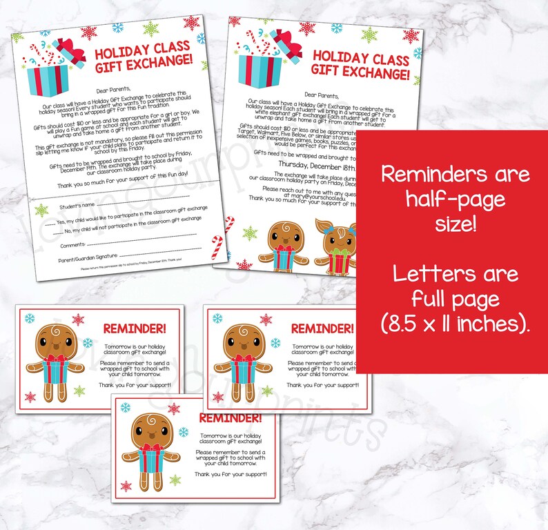 Gift Exchange Letter to Parents, Class Gift Exchange, Classroom Gift ...