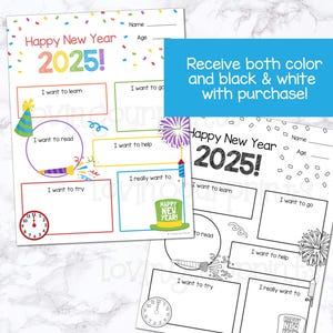 New Years Worksheet, New Years Resolution Worksheet, New Years ...