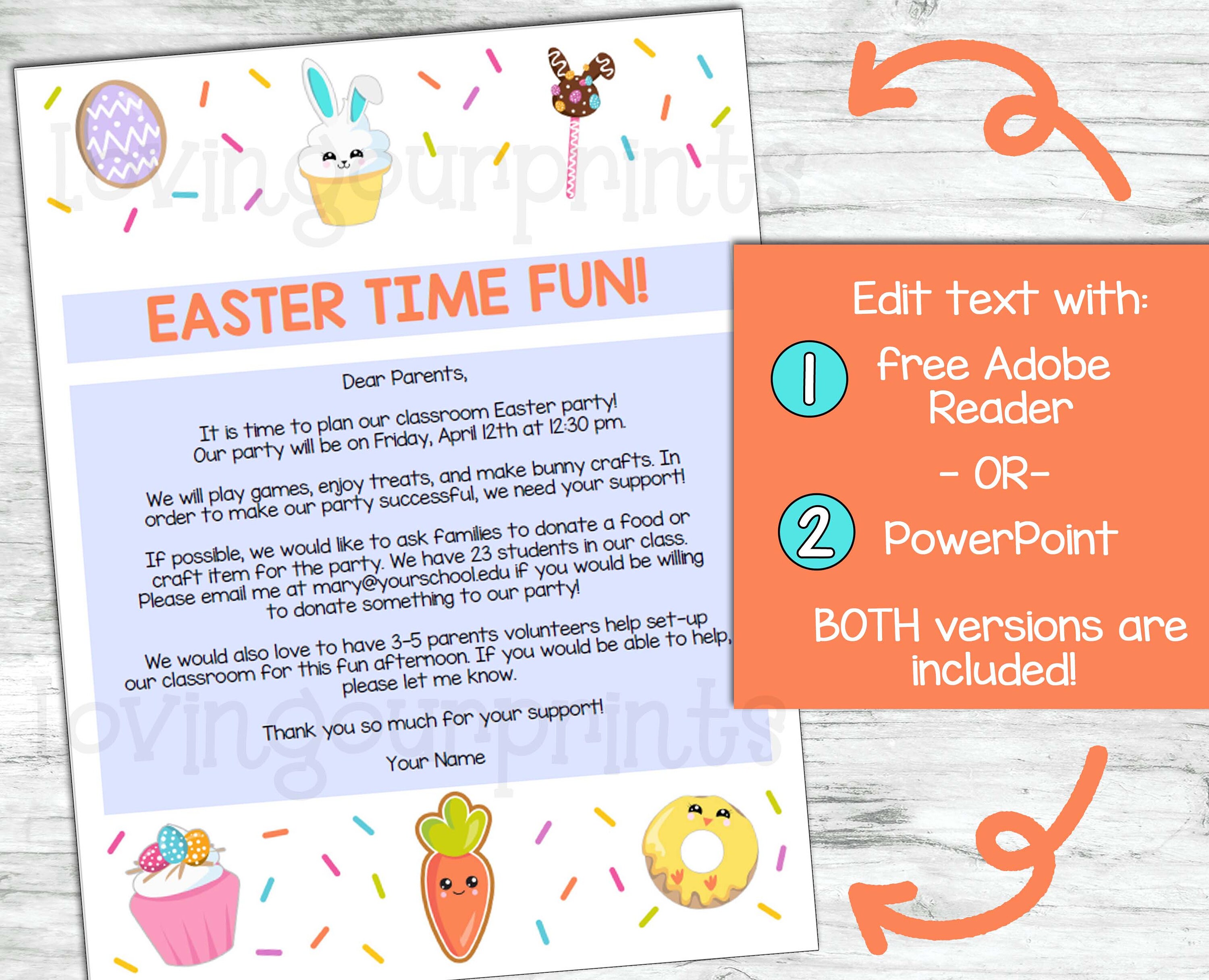 Class Easter Party, Easter Class Party, Editable Letter to Parents ...