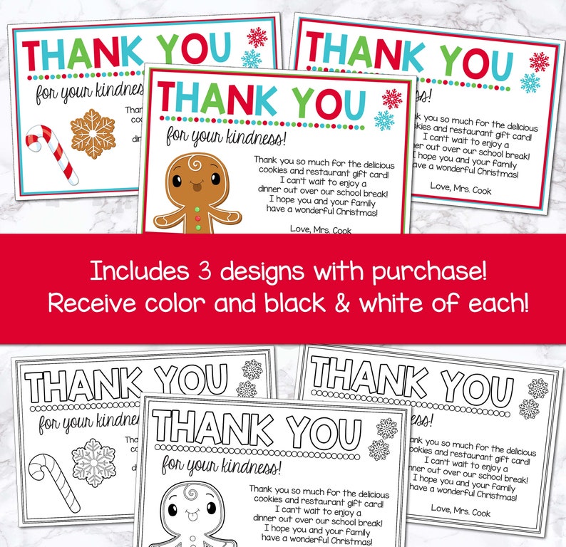 Holiday Thank You Cards, Holiday Thank You Notes, Christmas Thank You ...