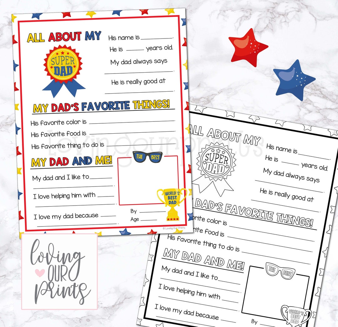 All About My Dad, All About My Dad Printable, Fathers Day Gifts ...