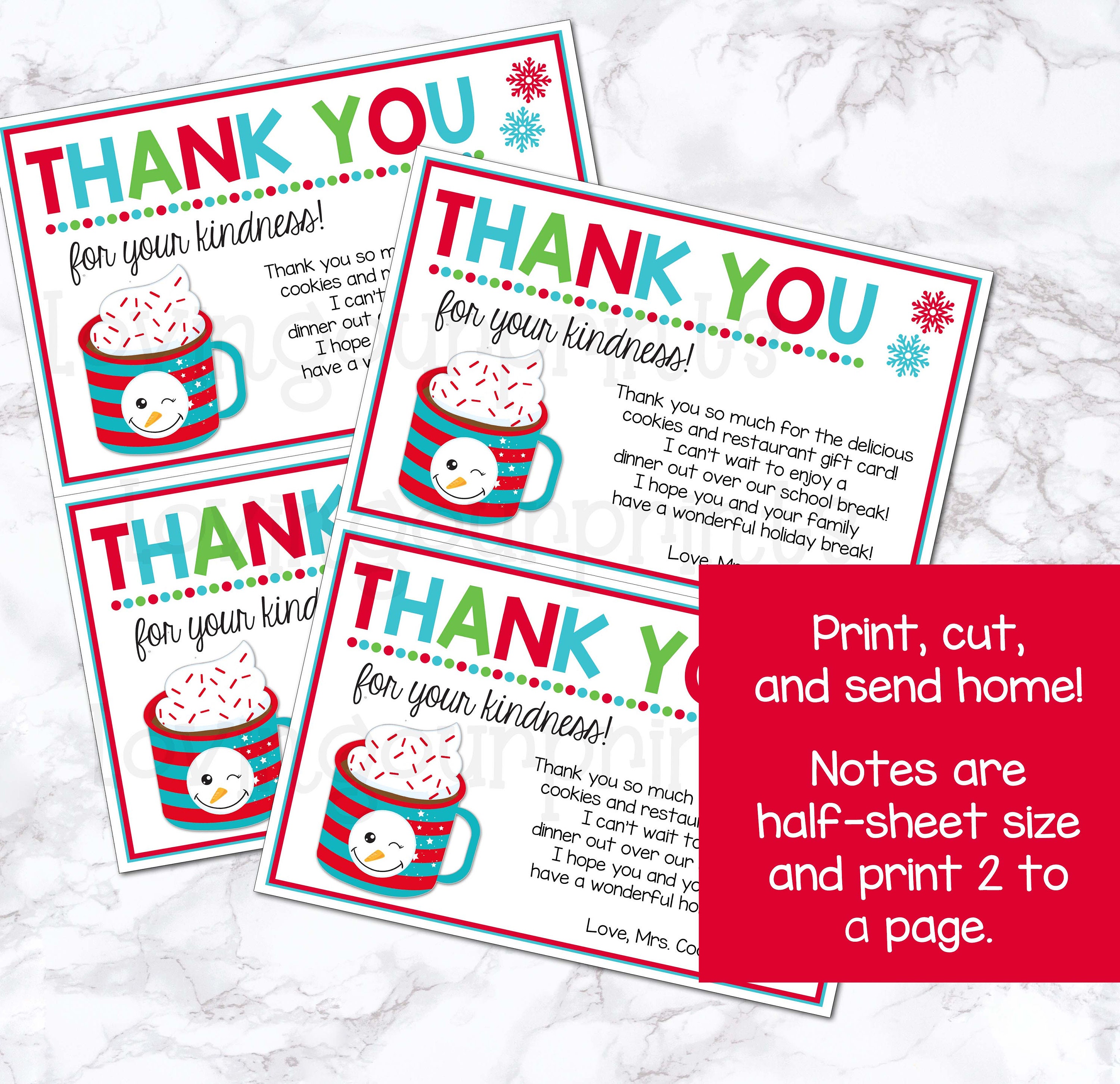 Winter Thank You Cards Printable, Editable Winter Thank You Cards ...