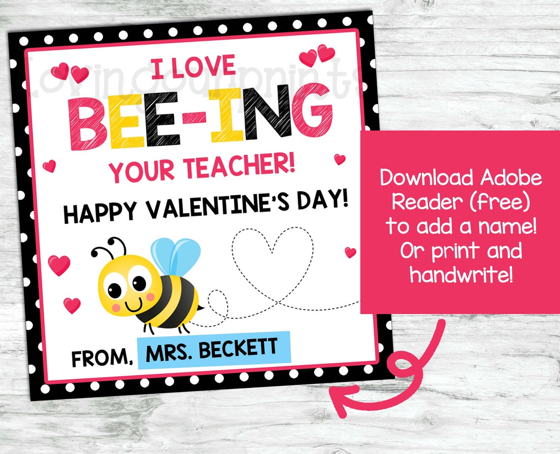 Valentines From Teacher Editable Valentine Card Editable - Etsy