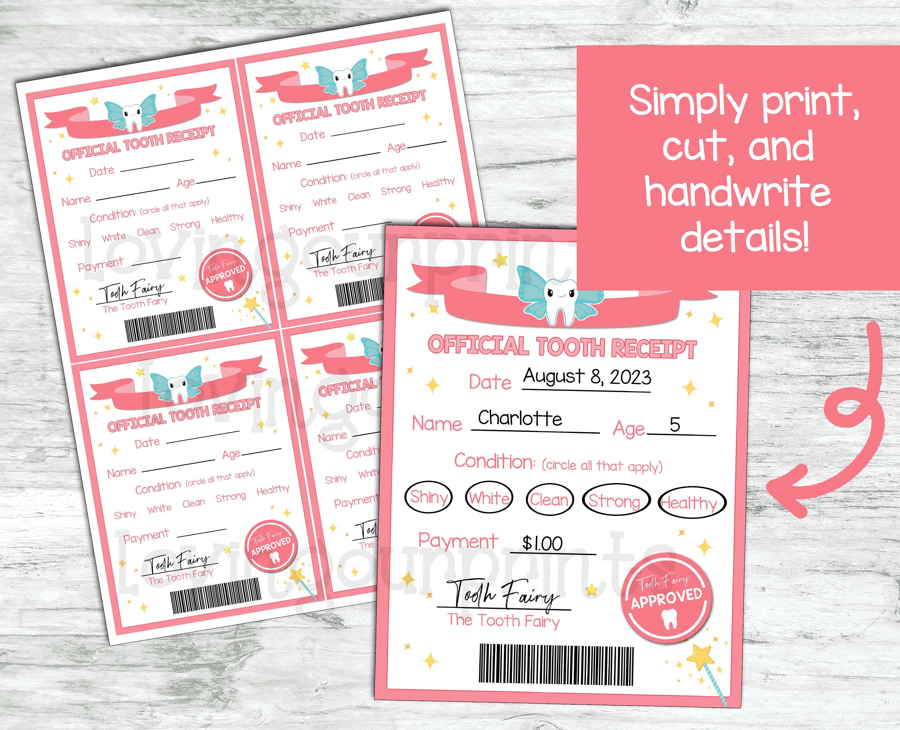 Lost Tooth Record, Tooth Fairy, Tooth Fairy Receipt, Tooth Fairy Door ...