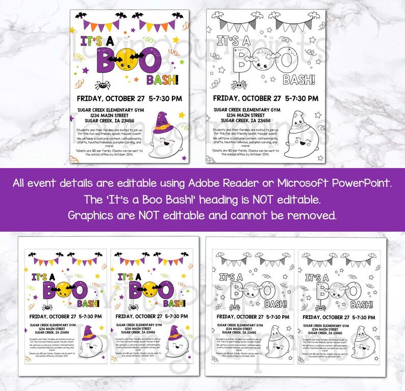 Editable Halloween Party Flyer, Boo Bash Invite, School Halloween Party ...