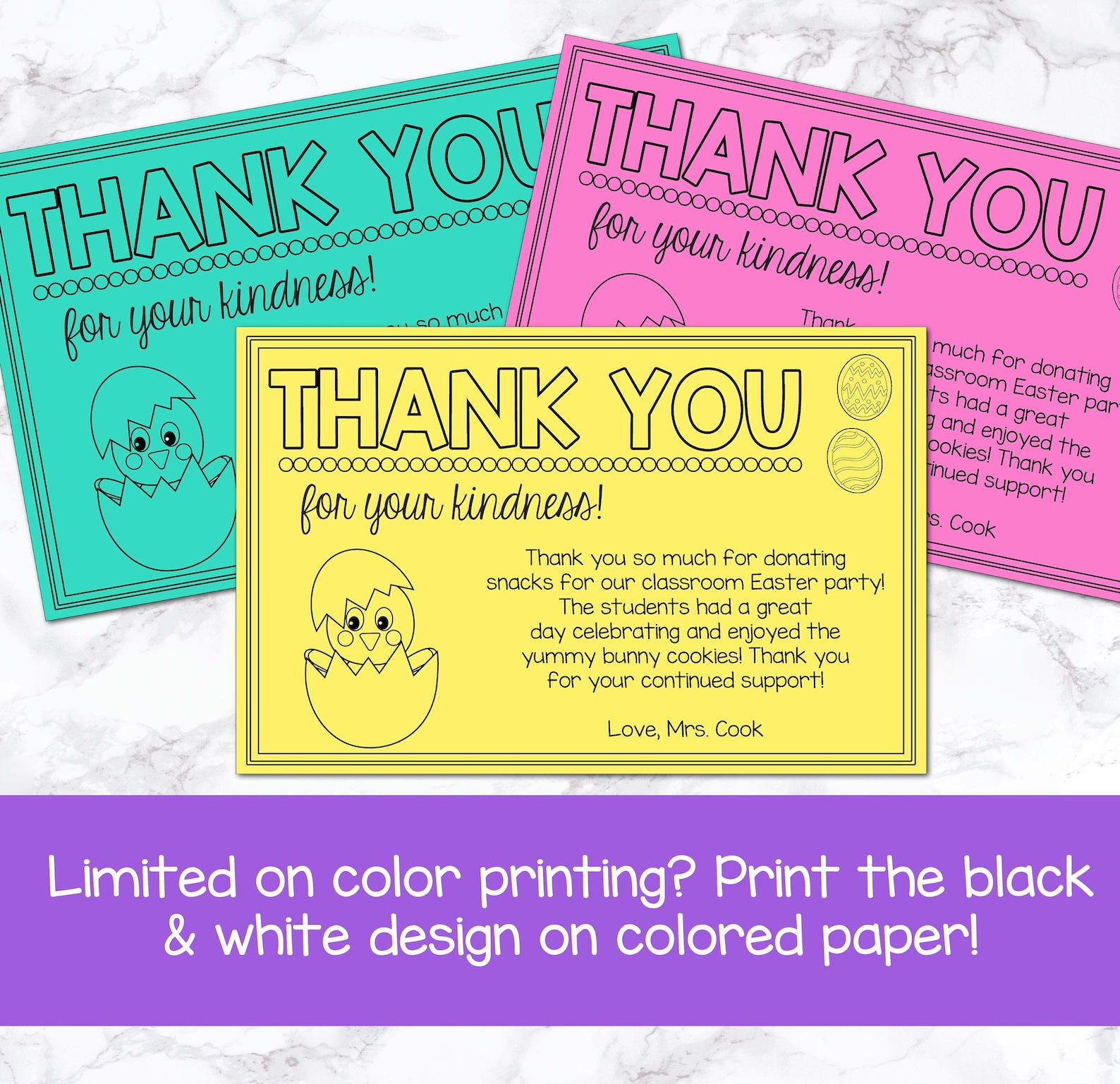 Easter Thank You Cards, Editable Easter Template, Easter Thank You ...