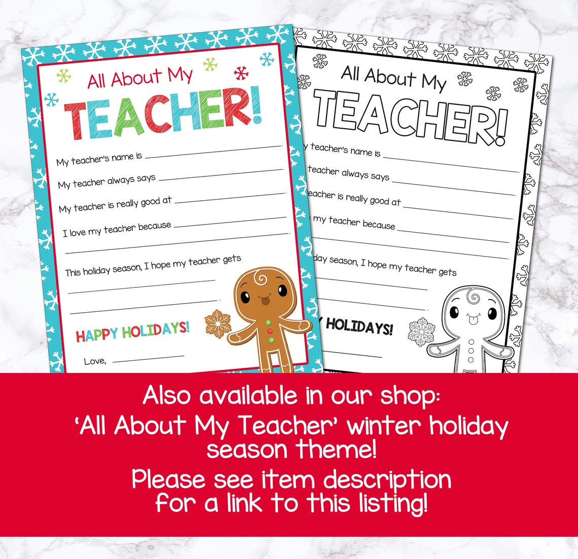 Teacher Gifts Christmas, Teacher Questionnaire for Gifts, Teacher ...