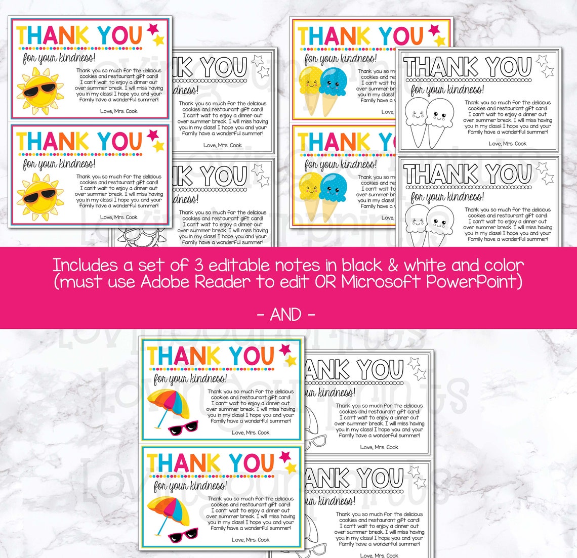 End of the Year Thank You, Editable Thank You From Teacher, End of ...