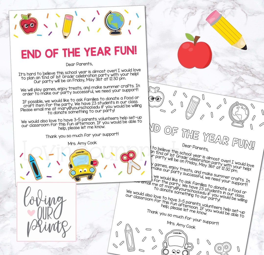 End of the Year Letter, Editable End of the Year Letter to Parents ...