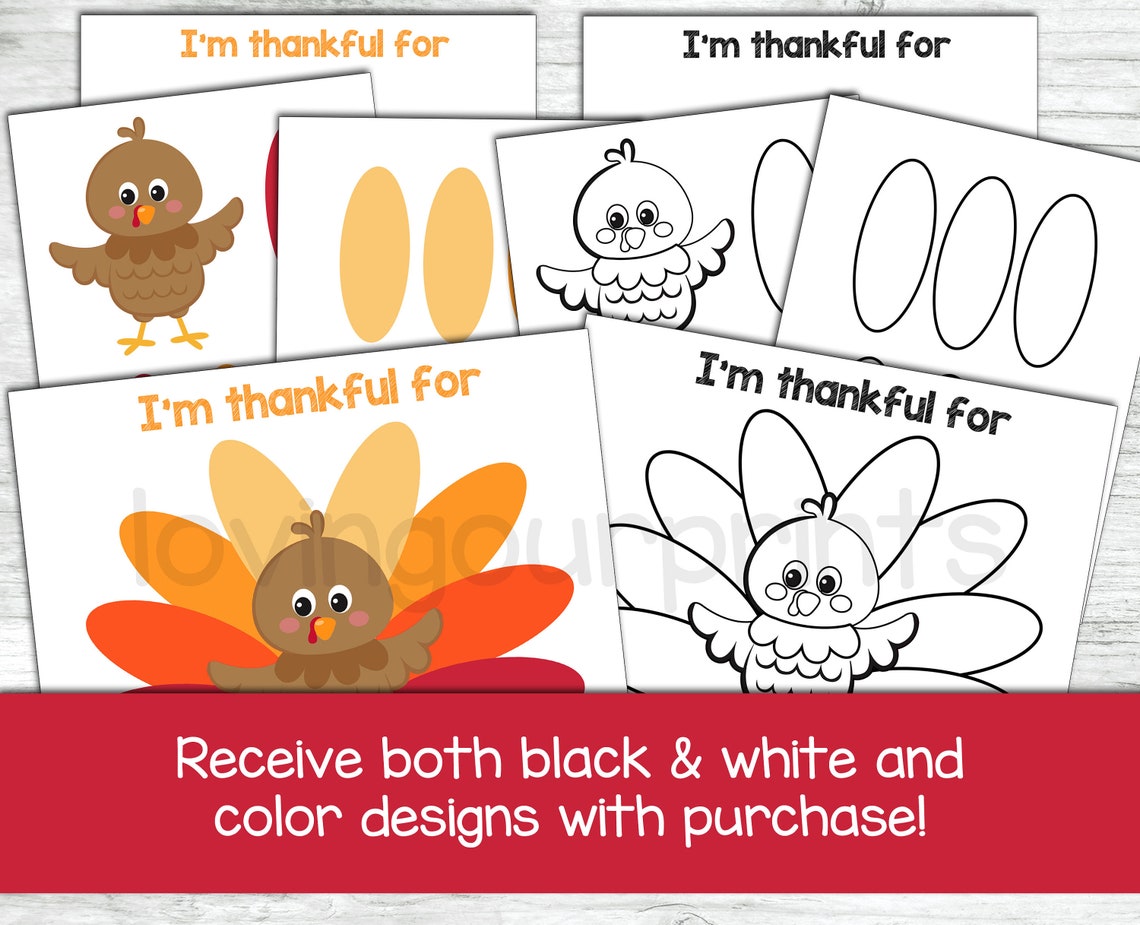 Thankful Turkey Thankful Turkey Printable I Am Thankful For | Etsy