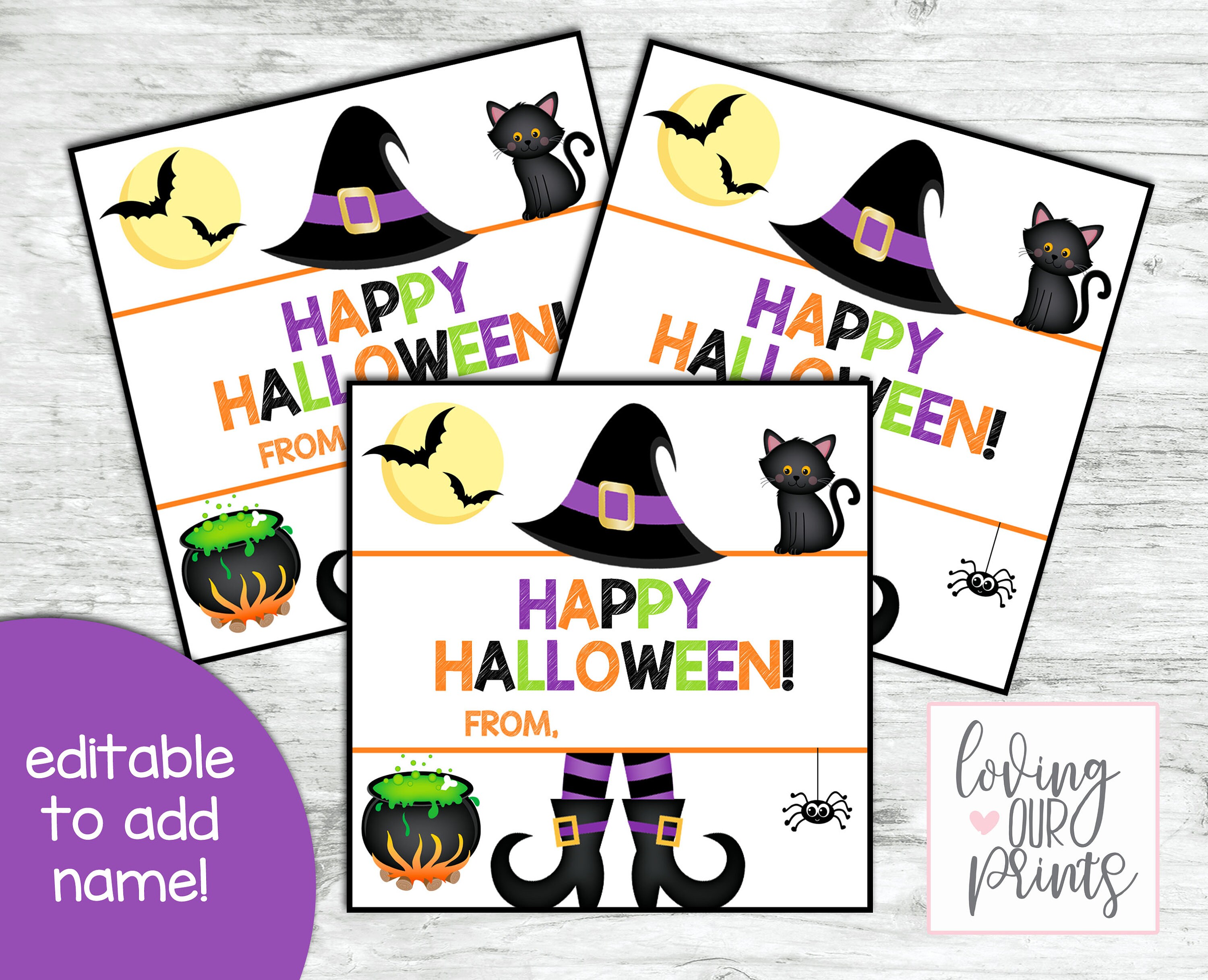Editable Halloween Tags, Halloween Treat Tags, Printable Halloween Gift ...