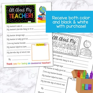 All About My Teacher, Teacher Appreciation Week, All About My Teacher ...