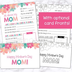 All About Mom, Mothers Day Gift, All About My Mom Printable, Mothers ...