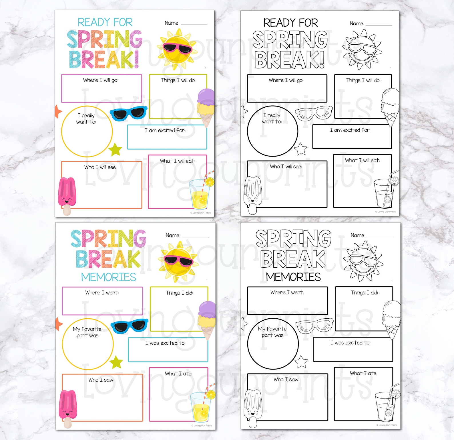 Spring Break Worksheets, Return From Spring Break Worksheets, Before ...