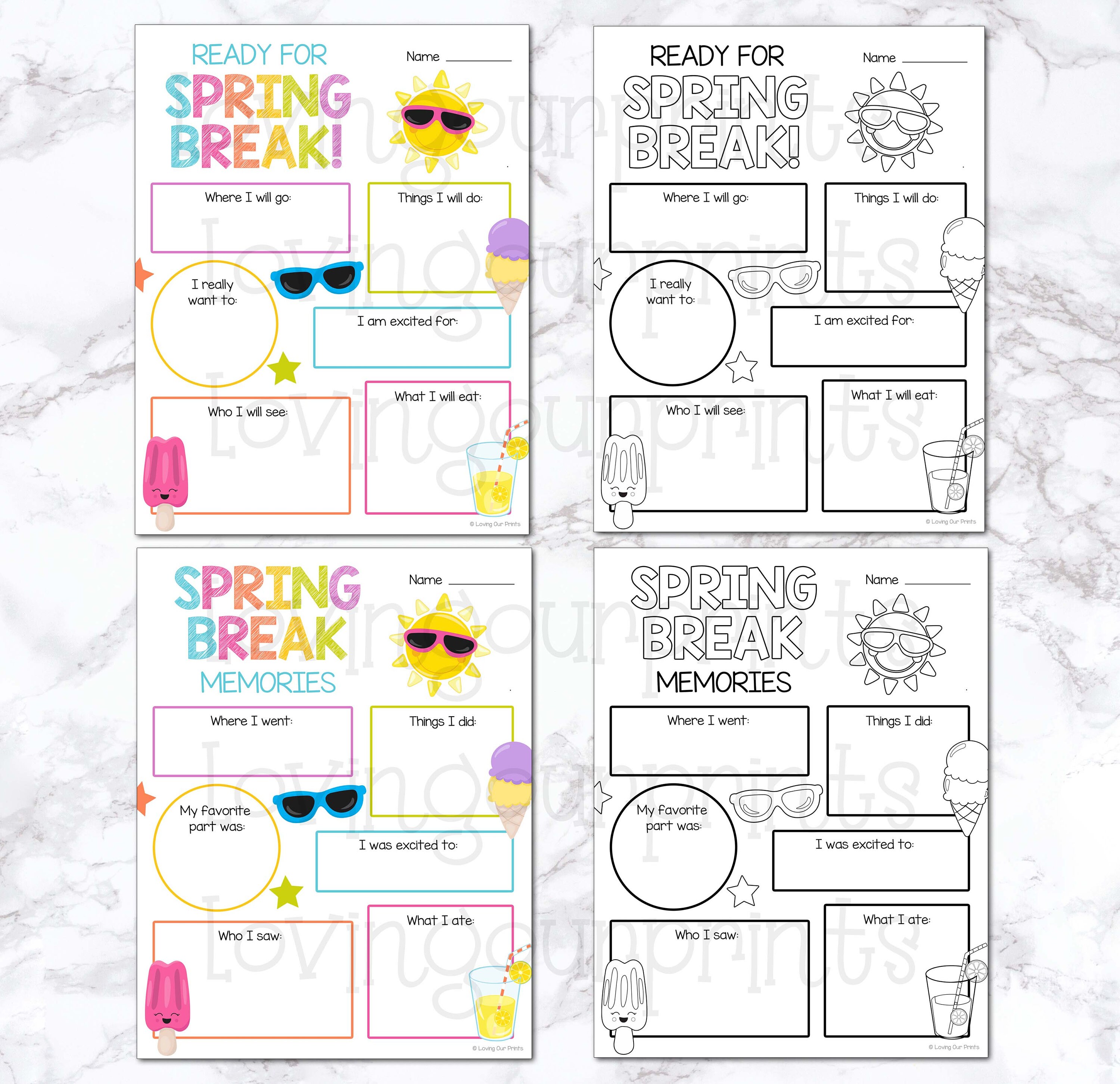 Spring Break Worksheets, Return From Spring Break Worksheets, Before ...