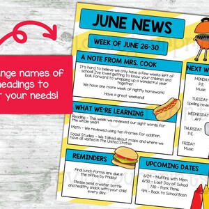 Editable June Newsletter, June Newsletter Preschool, Weekly Newsletter ...