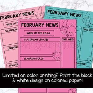 Editable February Newsletter, February Newsletter Template, School ...