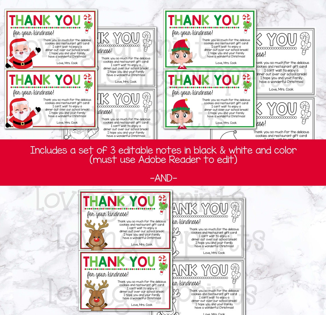 Christmas Thank You Notes Christmas Thank You Note From - Etsy