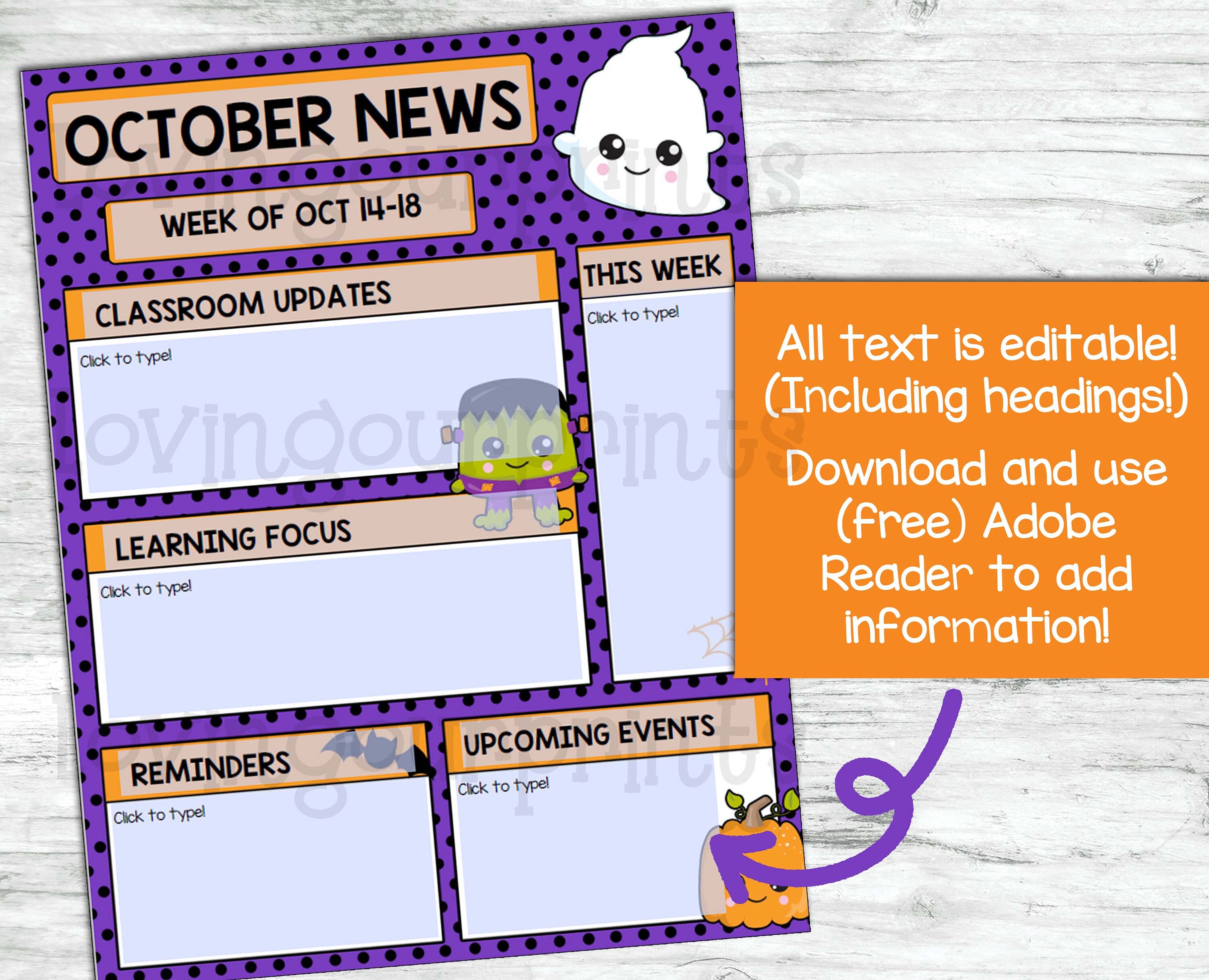 Editable Teacher Newsletter Teacher Newsletter Template - Etsy