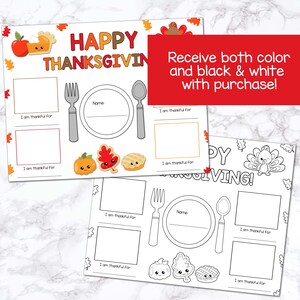 Thanksgiving Placemats Printable, Thanksgiving Placemat for Kids ...