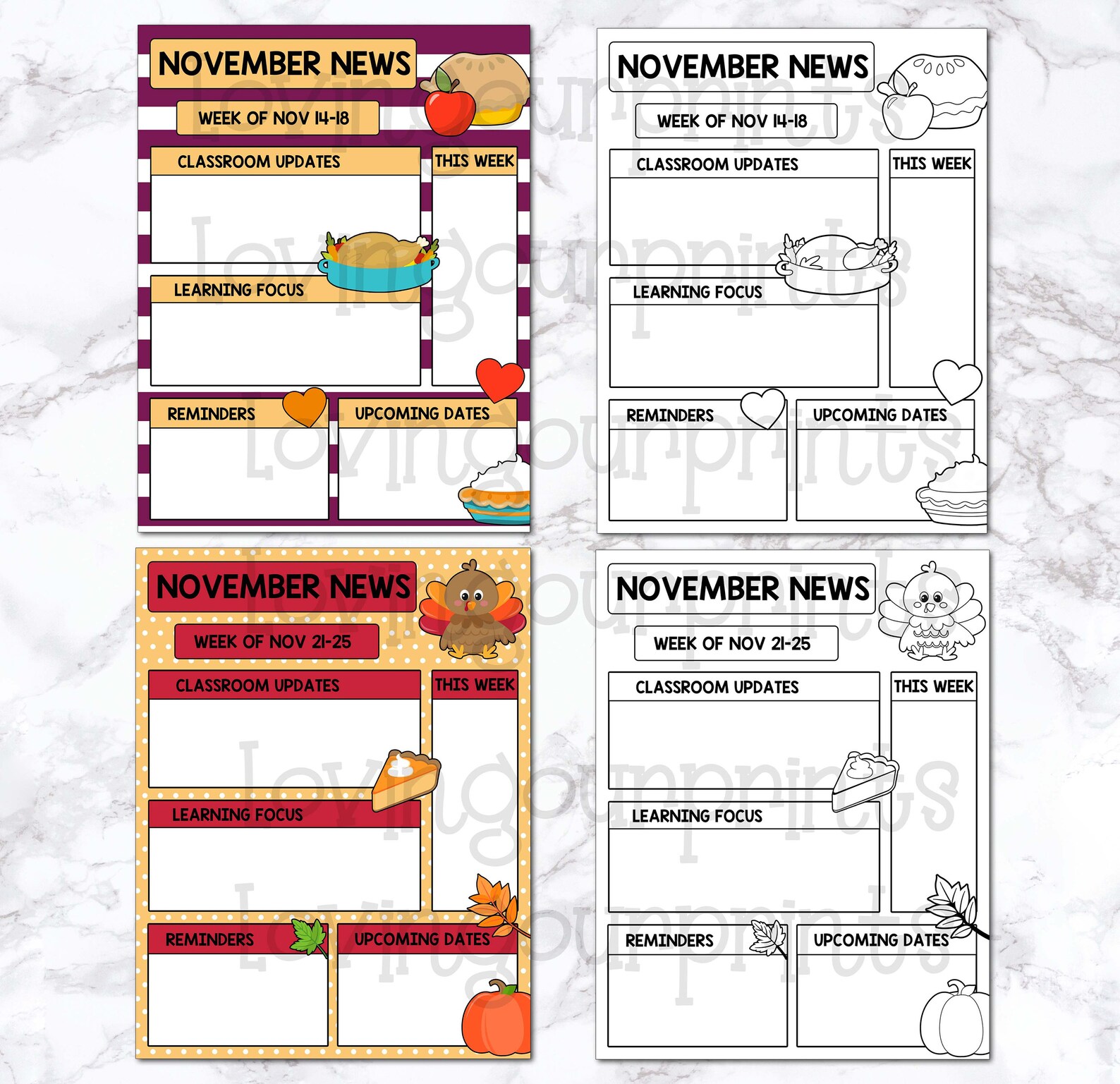 Editable November Newsletter Template Editable Teacher - Etsy