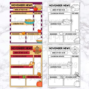 Editable November Newsletter Template, Editable Teacher Newsletter ...