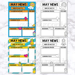 Editable May Newsletter Template, Editable Newsletter Template ...