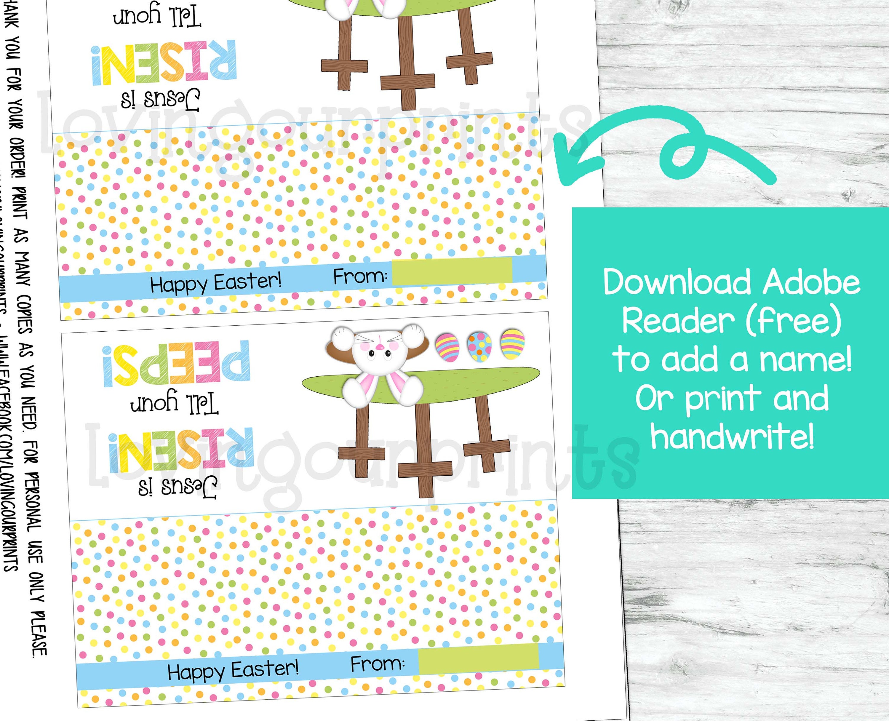 Editable Easter Peeps Printable Tags Jesus is Risen Tell Your - Etsy UK