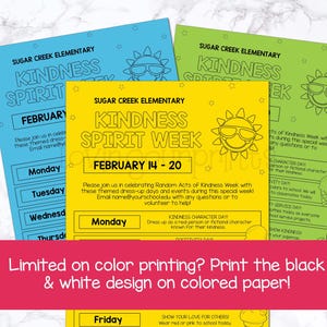 Kindness Spirit Week Flyer, Kindness Spirit Week Template, Random Acts ...