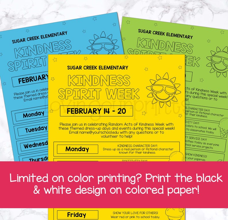 Kindness Spirit Week Flyer, Kindness Spirit Week Template, Random Acts ...
