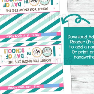 100th Day Treat Bag Toppers, 100 Day Treat Bags, Editable Treat Bag ...
