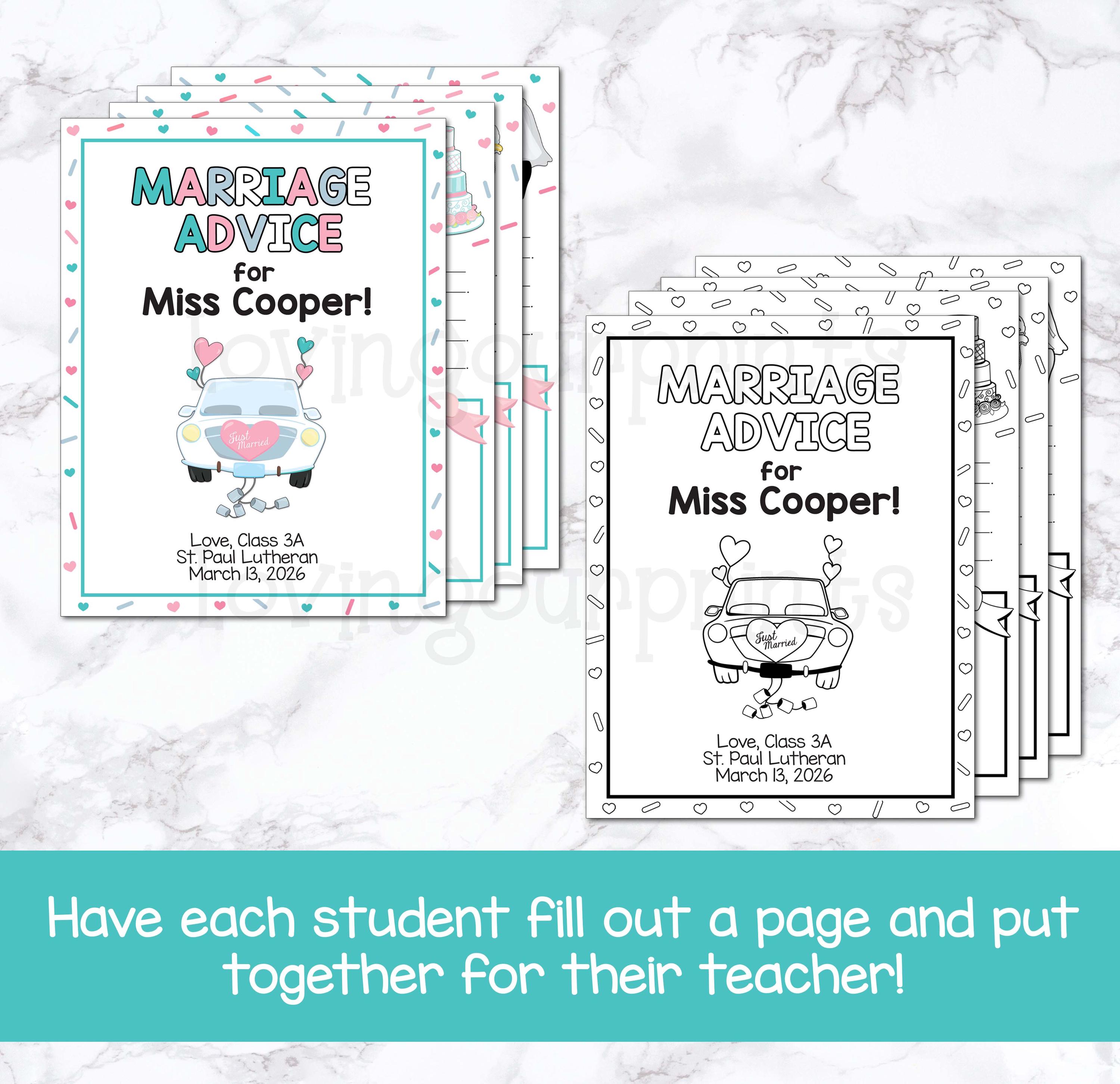 My Teacher is Getting Married, Advice Book From Students, Marriage ...