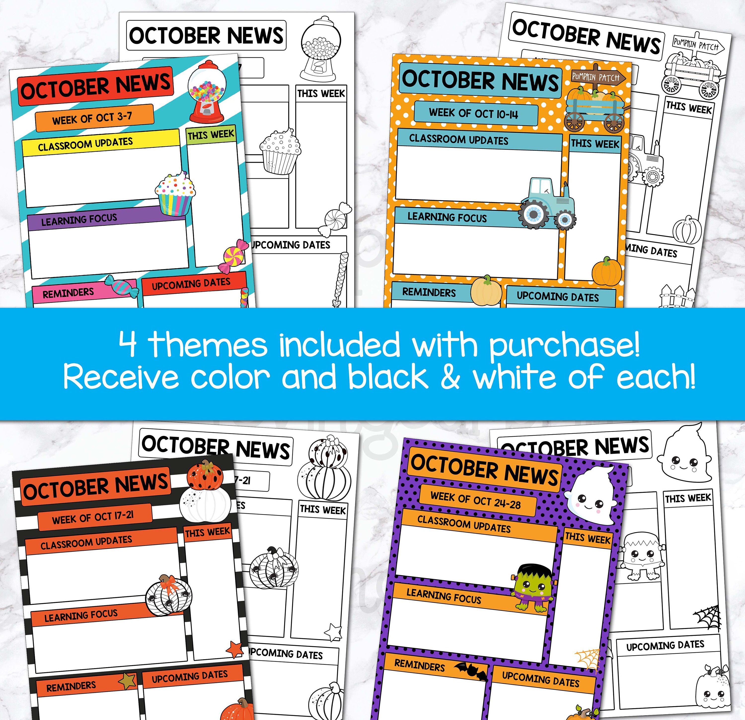 October Editable Newsletter Template, Classroom Newsletter Template ...
