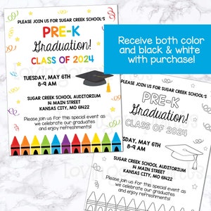 Pre K Graduation, Editable Pre K Graduation Invitation, Prek Graduation ...