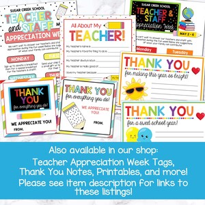 Teacher Appreciation Gift Printable, All About My Teacher Printable ...