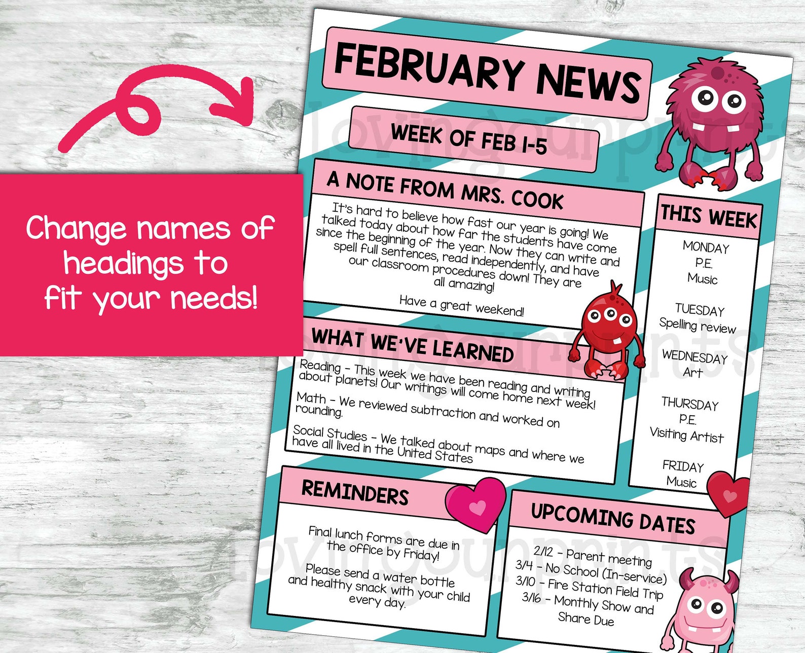 Editable February Newsletter February Newsletter Template - Etsy