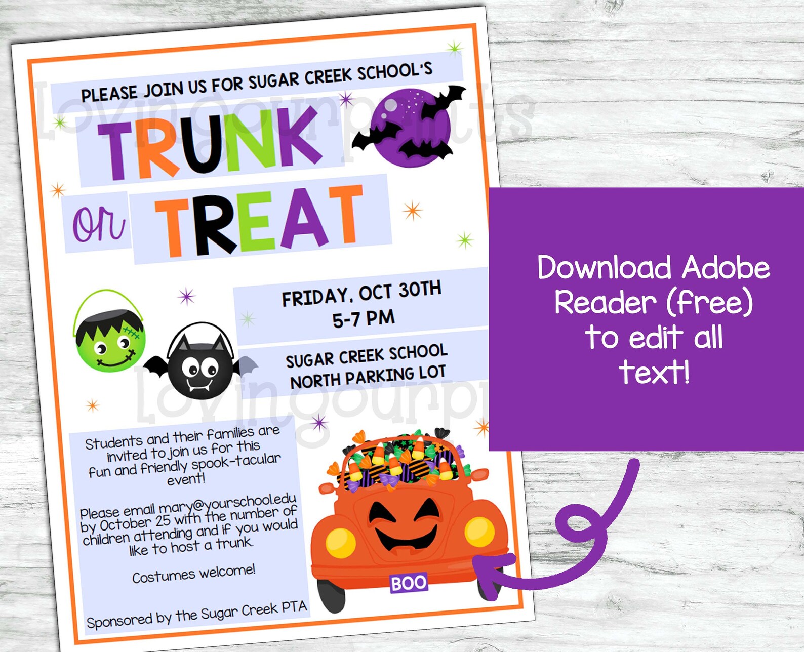 Trunk or Treat Flyer Editable Trunk or Treat Flyer Trunk or - Etsy