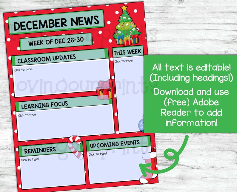 Editable December Newsletter Template December Newsletter - Etsy