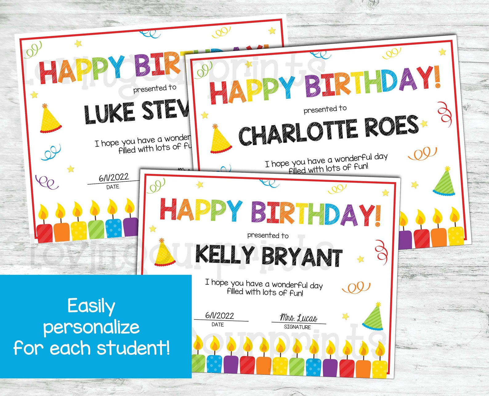 Editable Birthday Certificate Birthday Certificate Classroom - Etsy