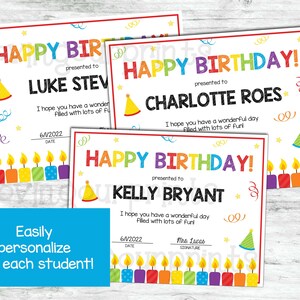 Editable Birthday Certificate, Birthday Certificate Classroom, Student ...