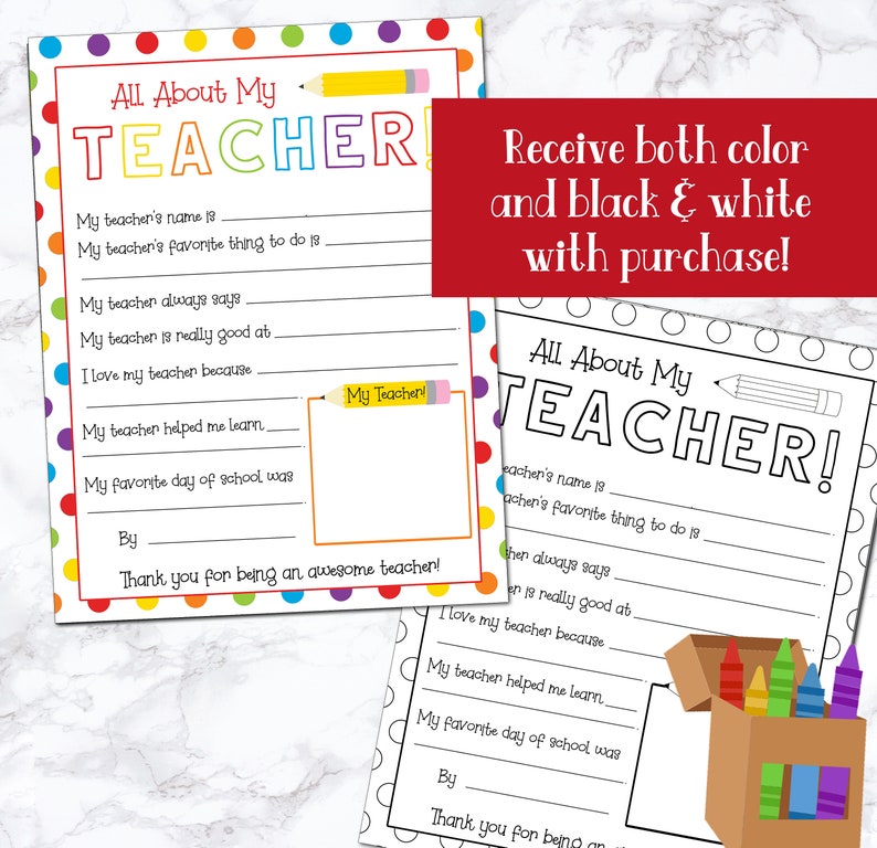 Teacher Appreciation Week Printable, All About My Teacher, Teacher ...