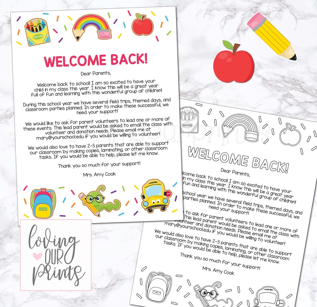 Back to School Parent Letter, Editable Back to School Letter to Parents ...